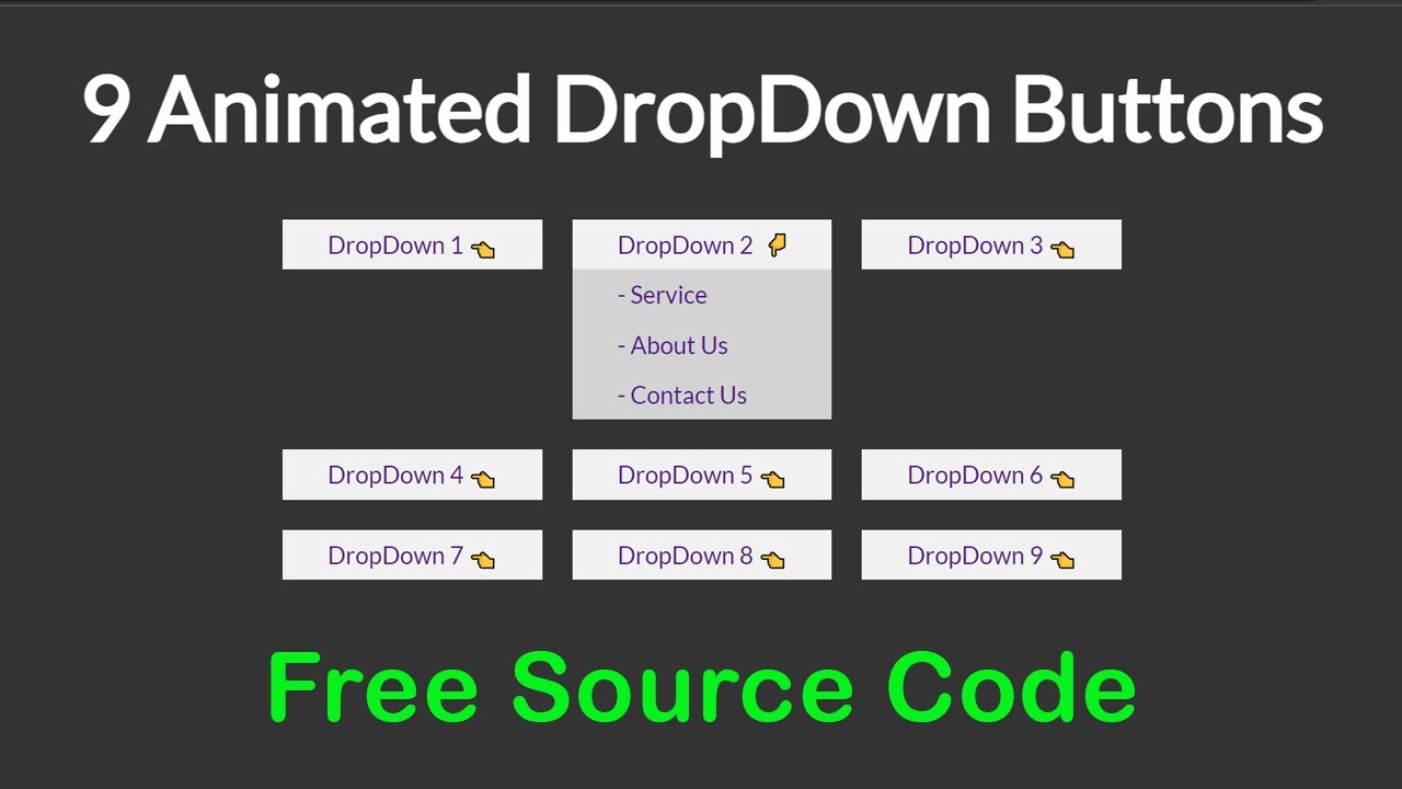 Animated Dropdown Buttons With Source Code | Drop Down Menu