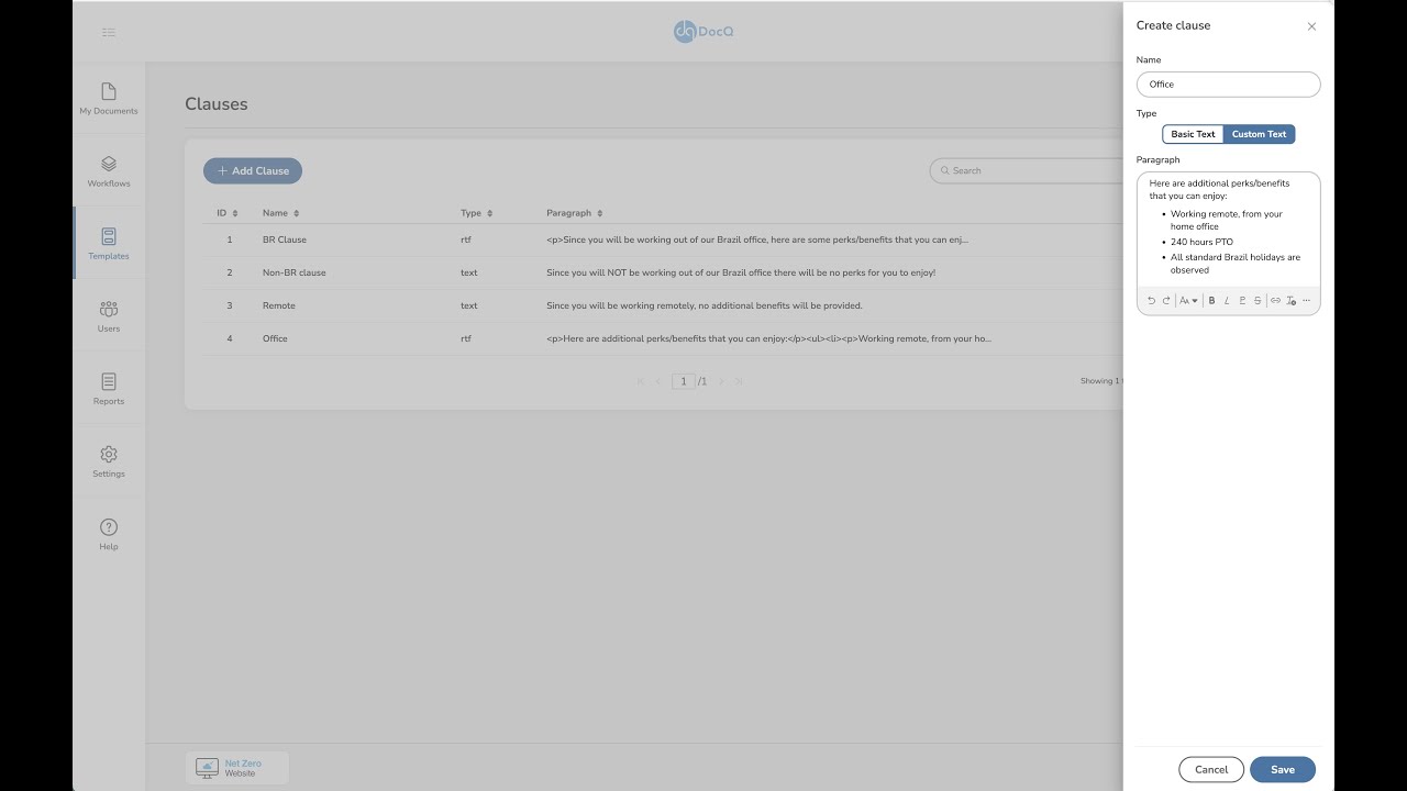 DocQ's Clause Library