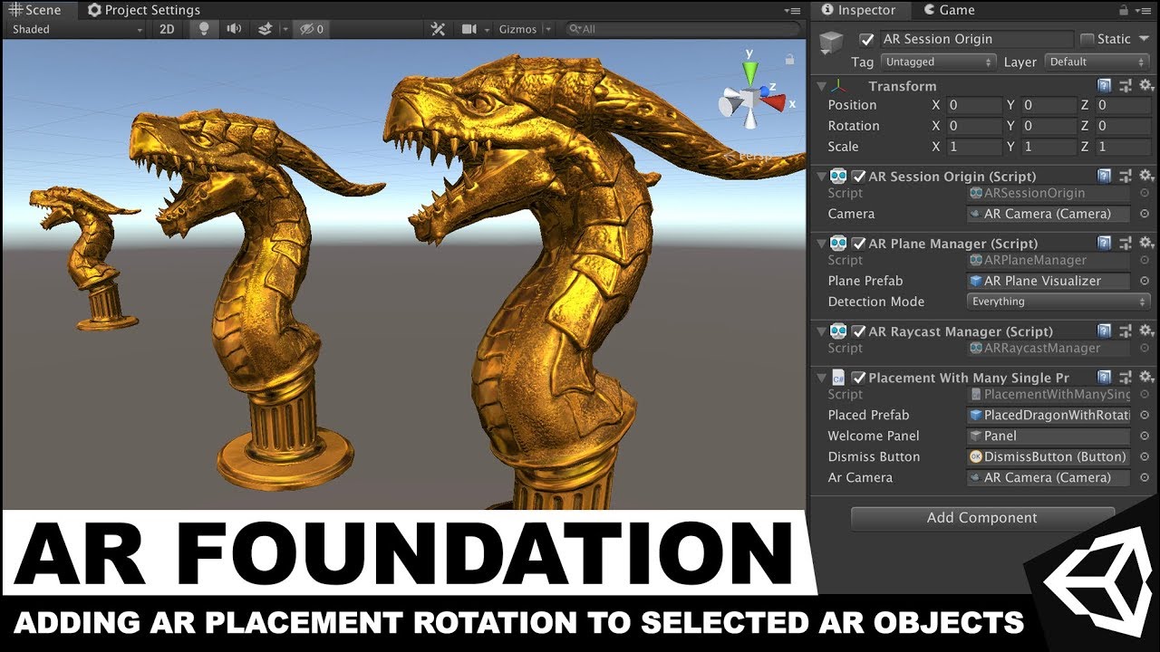UNITY3D WITH AR FOUNDATION - Adding Placement Objects And Rotating Them Upon Selection