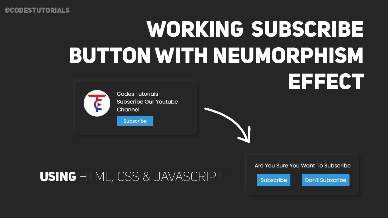 Working Subscribe Button Using HTML CSS and JavaScript with Neumorphism Effect