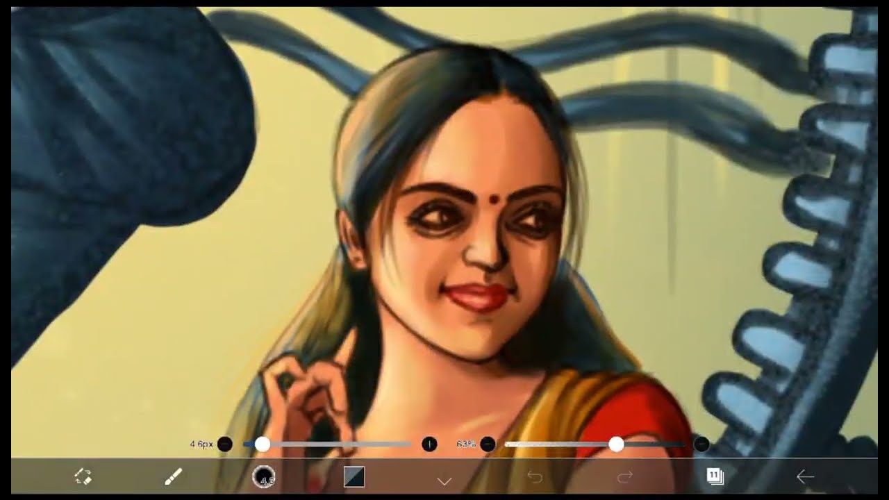 painting timelapse video | Indian classical dancer |
