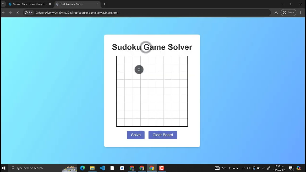 Sudoku Game Solver Using HTML, CSS and JavaScript with Source Code
