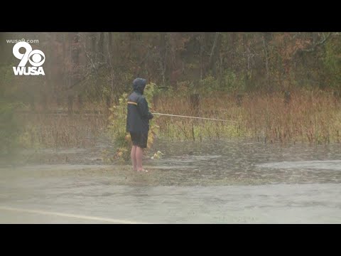 Virginia man caught fishing in flood waters on GW Parkway