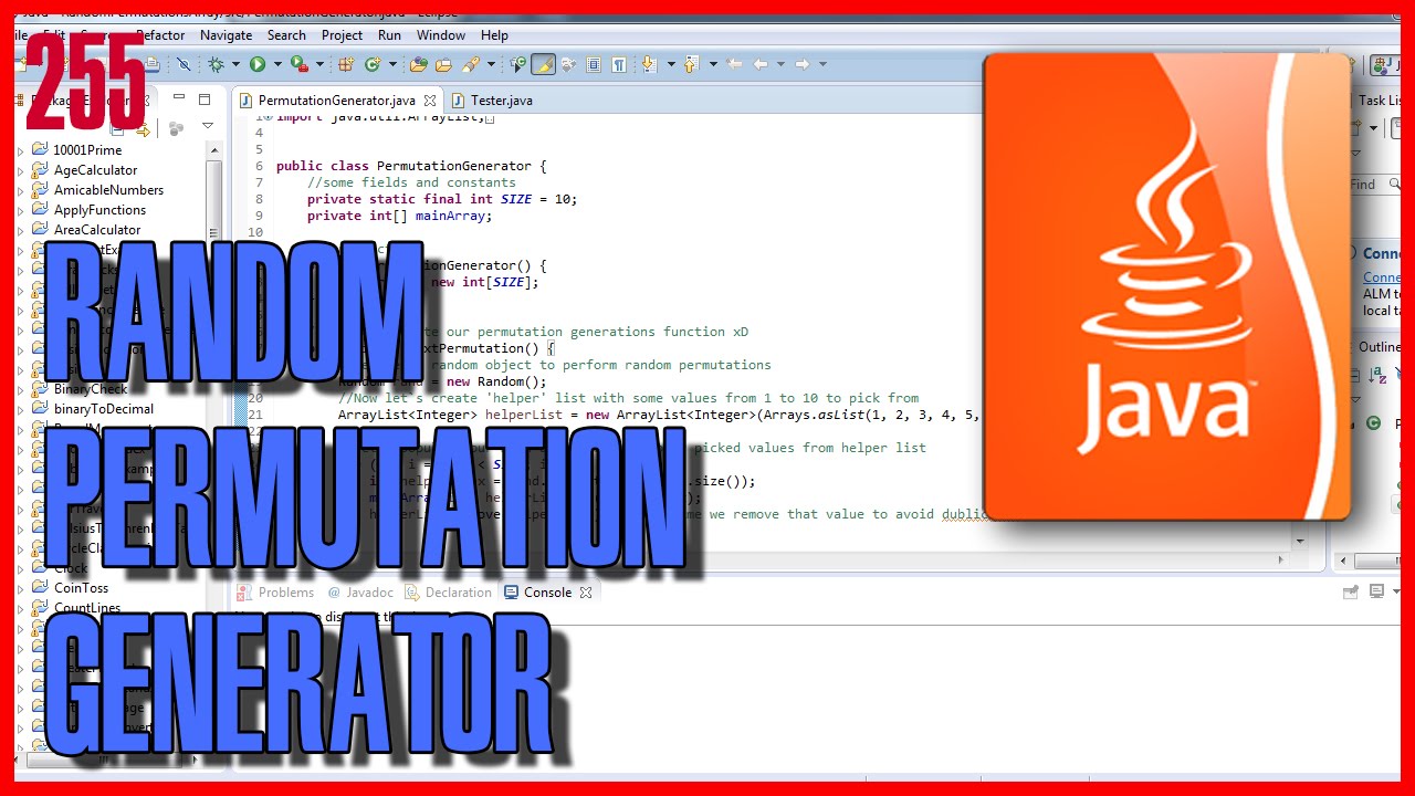 JAVA Random Permutation Generator class