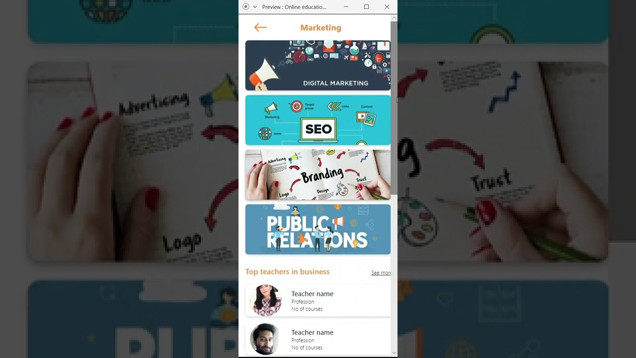 E-learning | E-learning App UI Design | Adobe XD Design | Sample File Purchase Link in Description