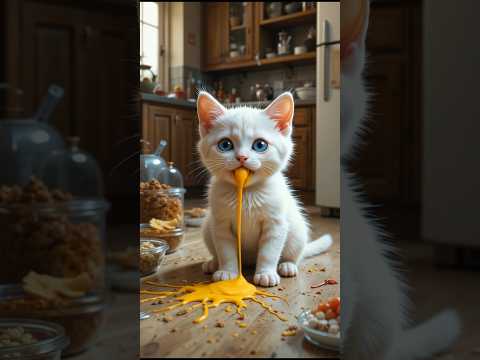 The Cat ๐ got sick ๐คข after eating a lot of food | #cat #animation #ai #shortsfeed #catsworld