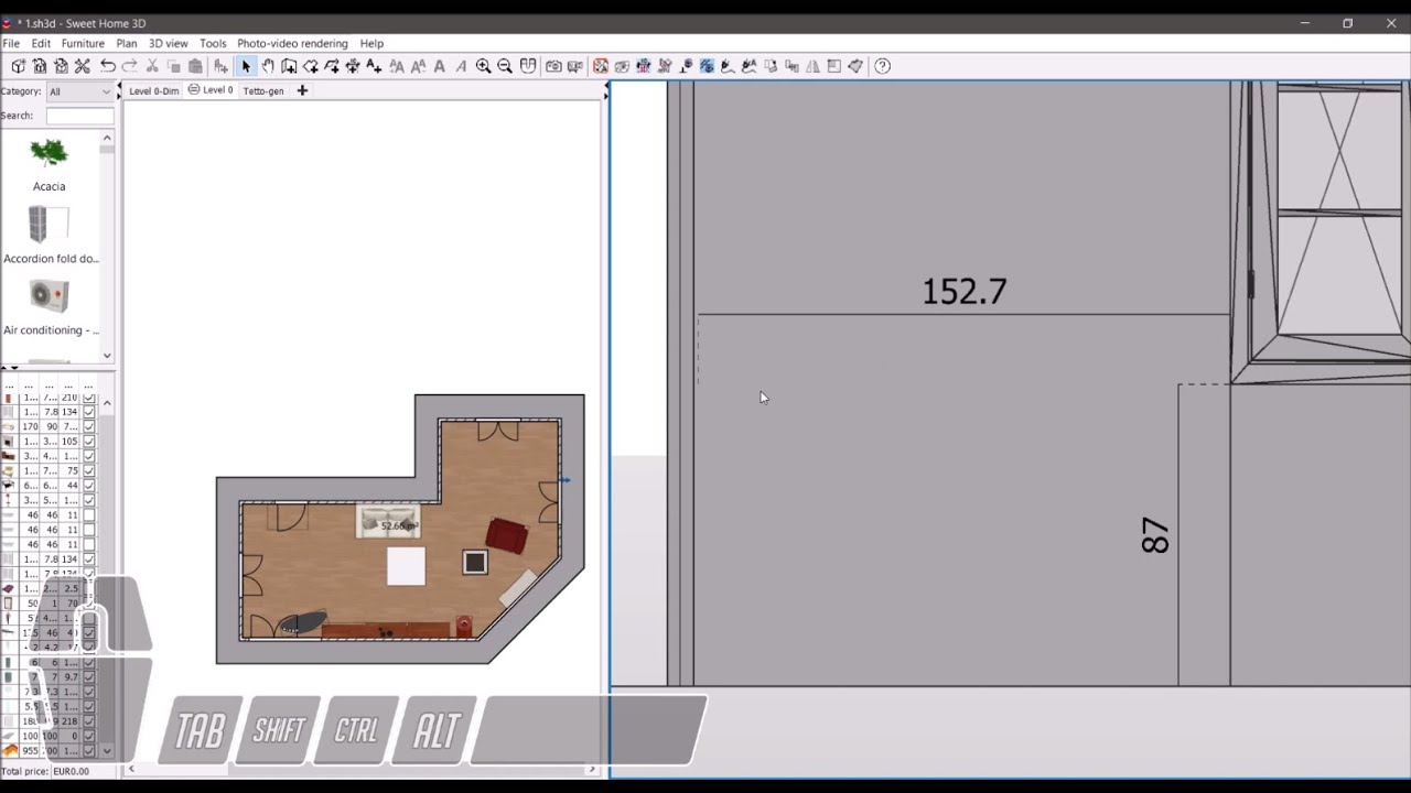 3D dimension lines with SweetHome3D