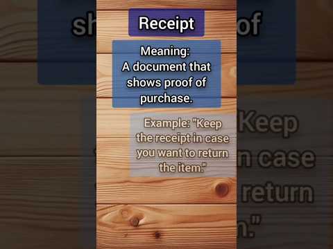 "Receipt" means 👈 #learnenglish #vocabulary #shorts #subscribe #dailyenglish #english #words