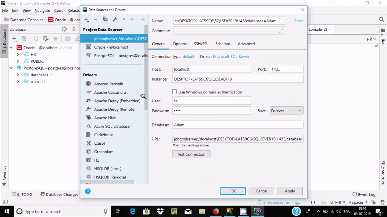 Connecting DataGrip to MS SQL Server