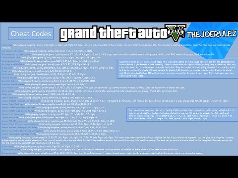 Grand Theft Auto V Cheat Codes - Xbox 360 & PS3 (GTA 5 Cheats)