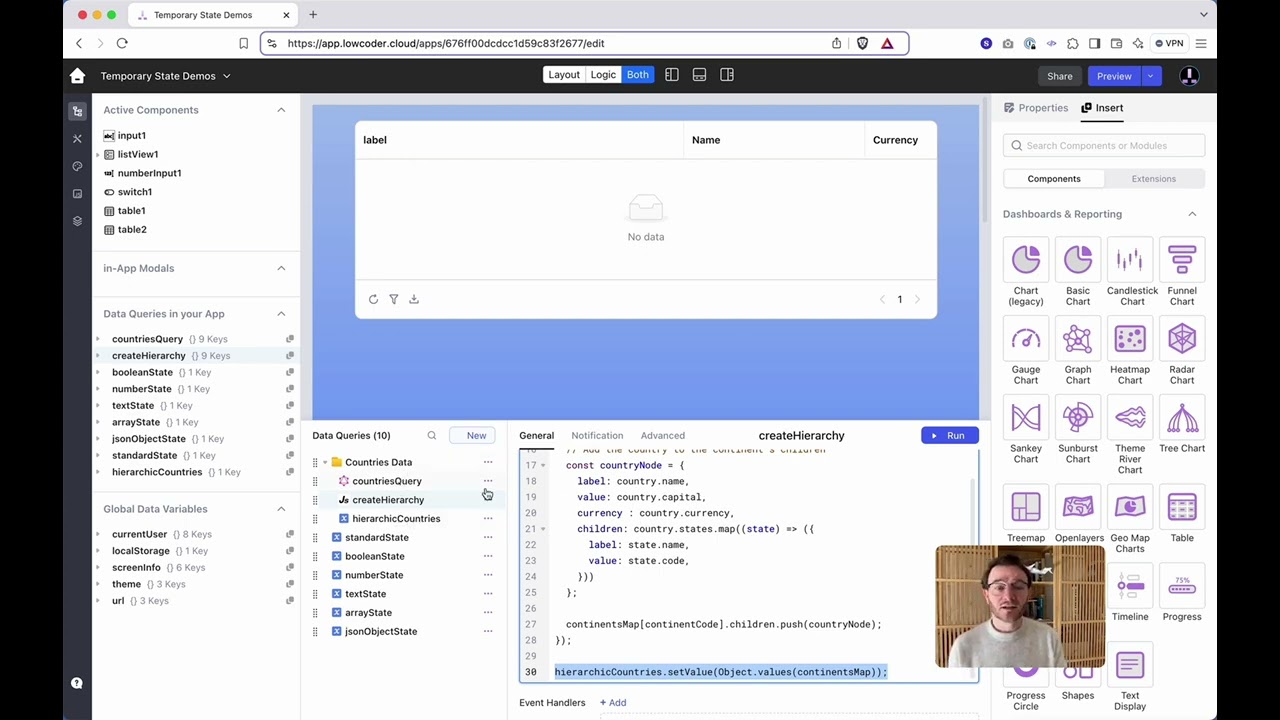 Lowcoder Tutorial - Temporary State for Data Queries