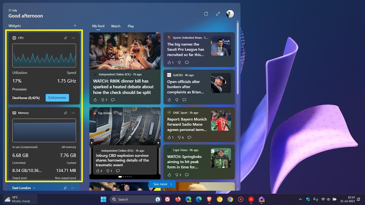 UPDATE Windows 11's new Dev Home System monitoring Widgets should now work better