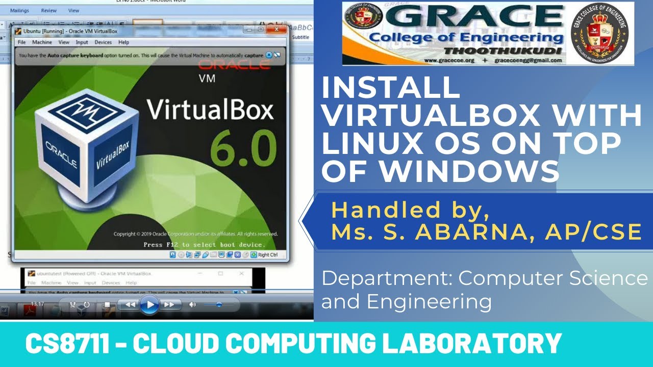 GRACE COE-CSE-CS8711-Cloud Computing Lab-Ex1-To install Virtualbox with different flavours of linux