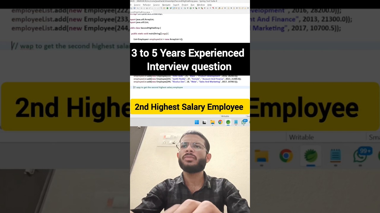 Find the second Highest Salary Employee using stream api | java 8 | java