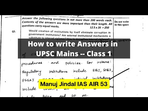 How to do Answer Writing for UPSC - I Video Lecture - UPSC Mains Answer ...