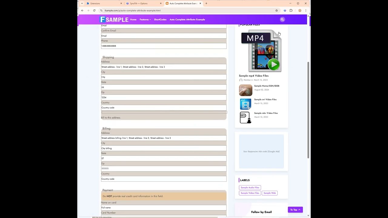 SyncFillr Autofill Forms - Free Extensions Chrome + Addons Firefox