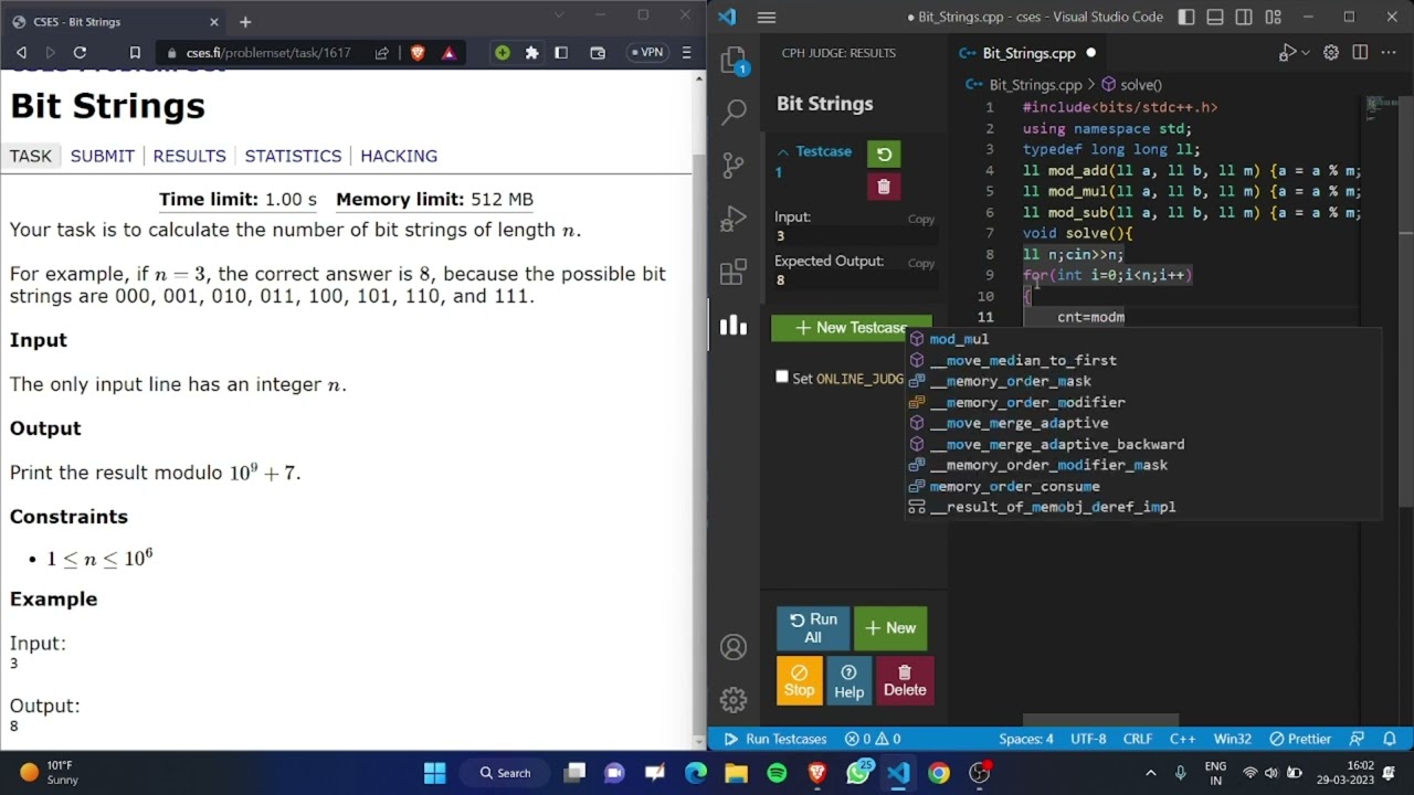 Bit Strings from CSES Problem Set