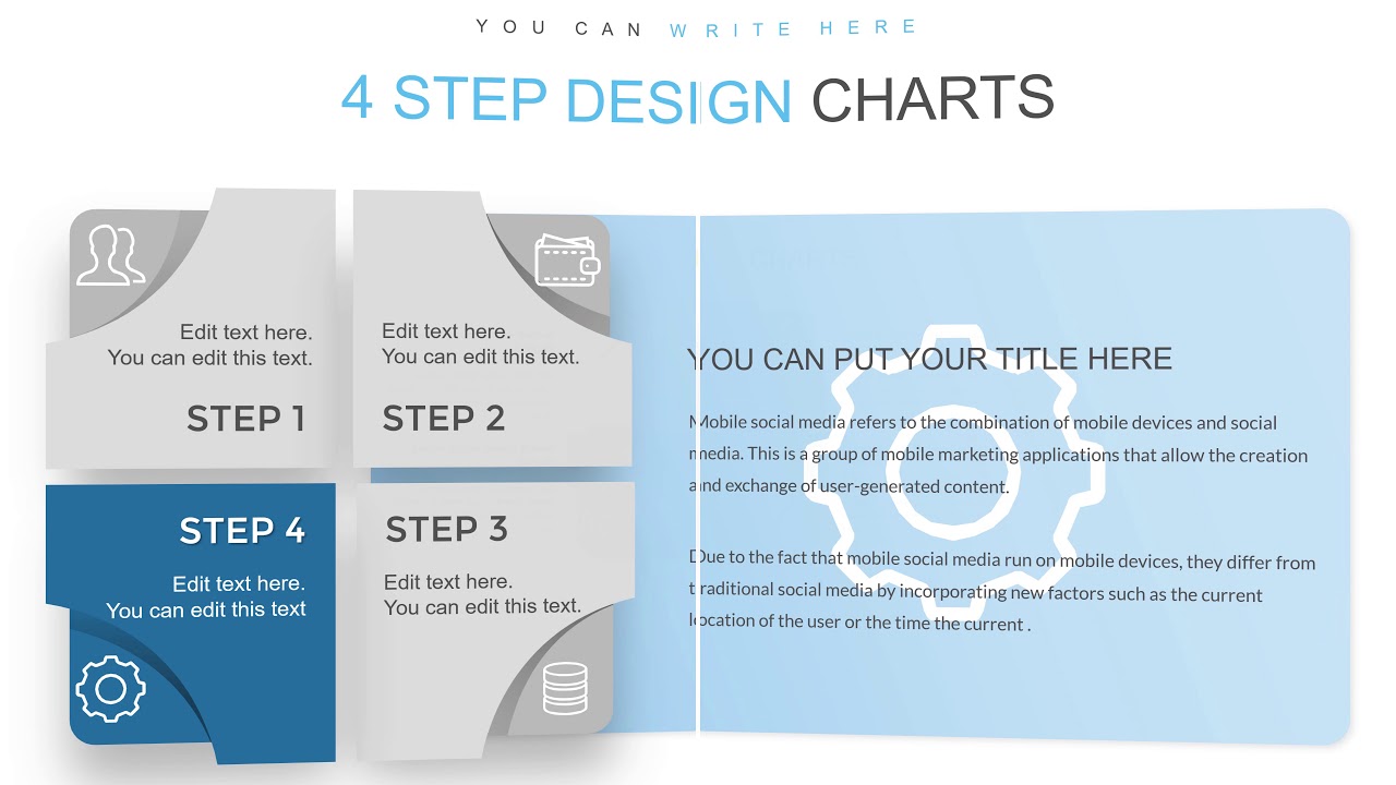 4 Steps Square PowerPoint charts