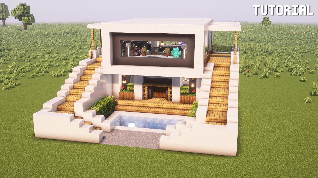 How to Build a Large Modern House - Minecraft Tutorial - Minecraft Builders