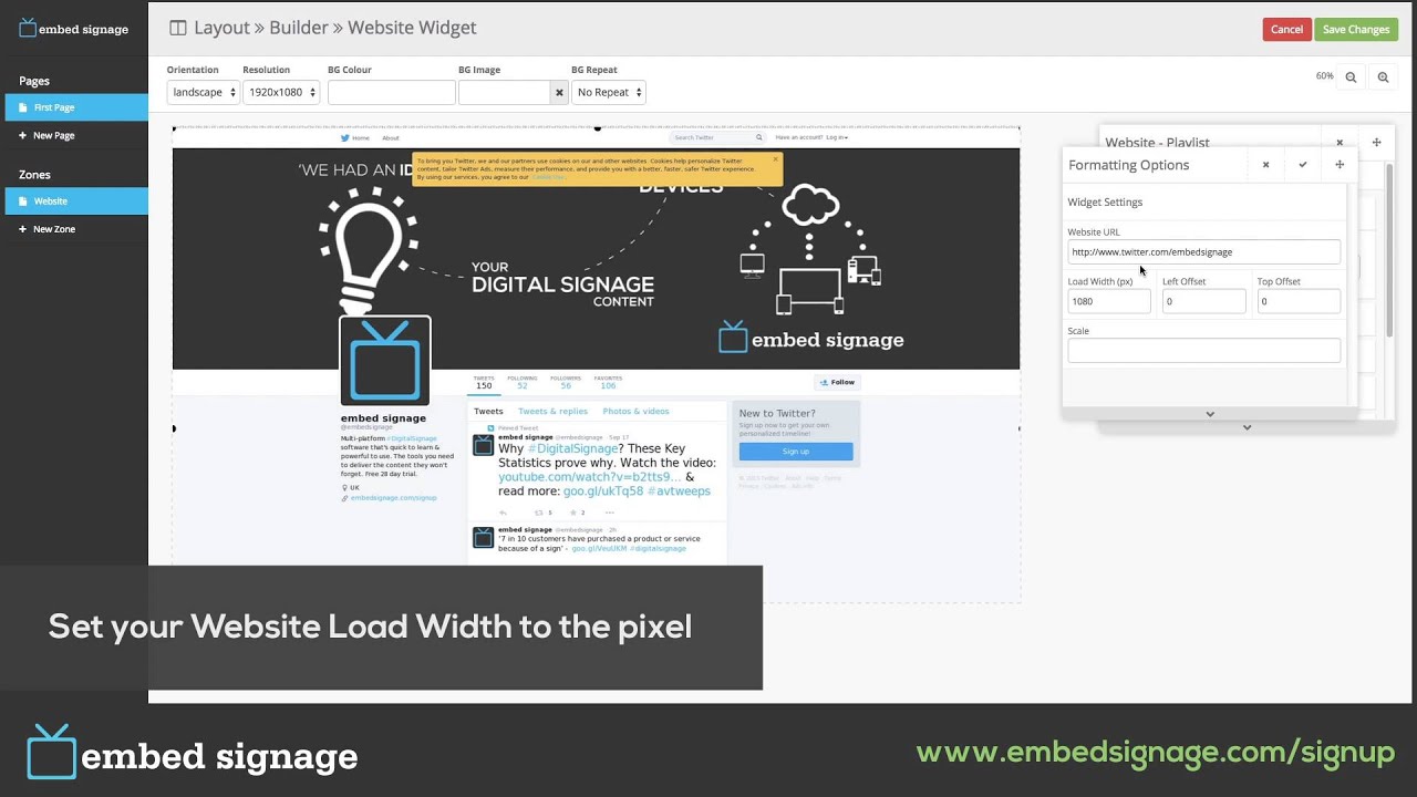 embedsignage.com Tutorial: Website Widget