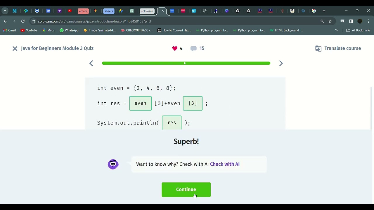 19 Java for Beginners Module 3 Quiz | Introduction to Java | Sololearn