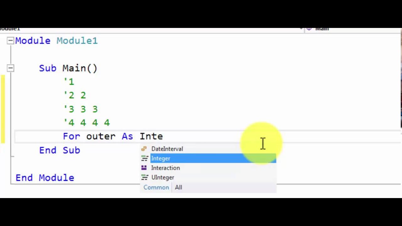 Visual Basic - Nested Loops - Example 2