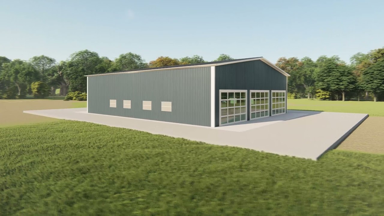 Auto Repair Metal Building - 3D Rendering