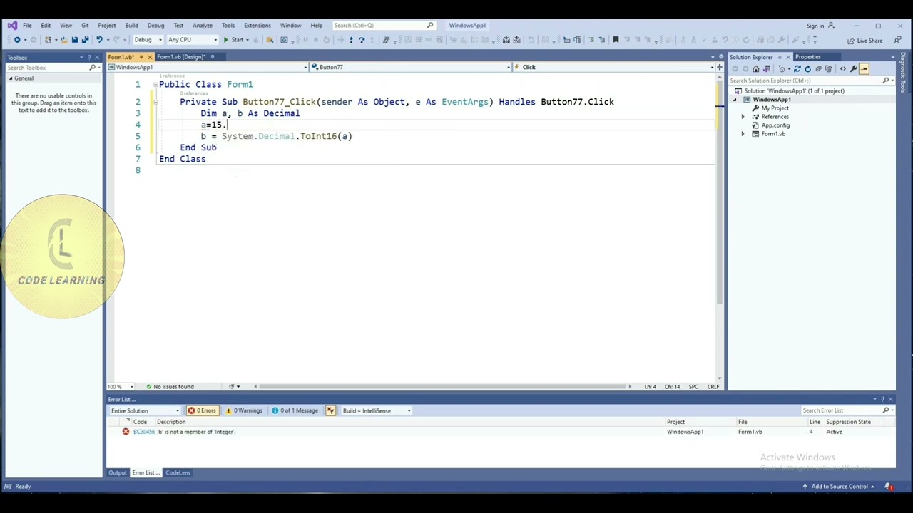 VB.NET | Decimal functions 'equals()' | CodeLearning