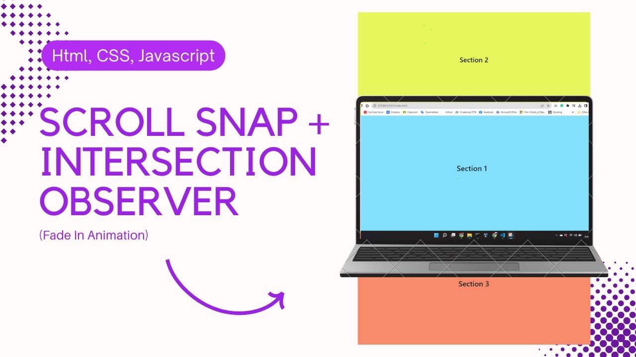 Scroll Snap + Intersection Observer Fade In Animation HTML CSS JS (Subtitle Bhs Indonesia)