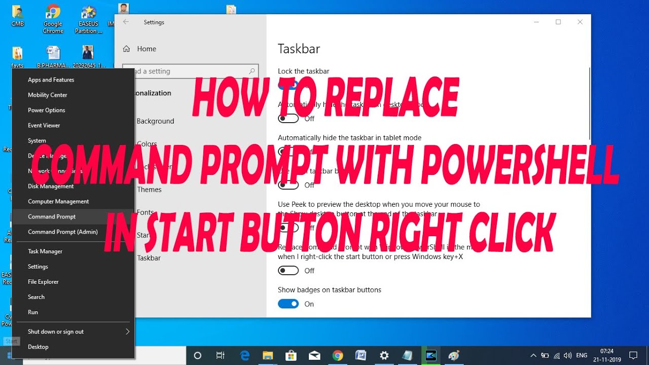 How to Replace Command Prompt with PowerShell in Windows 10.  #FiluZMedia