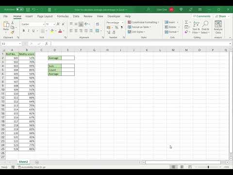 How to calculate average percentage in Excel