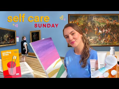 self care sunday 🔆 museum date, books im reading, painting + a new skincare product !