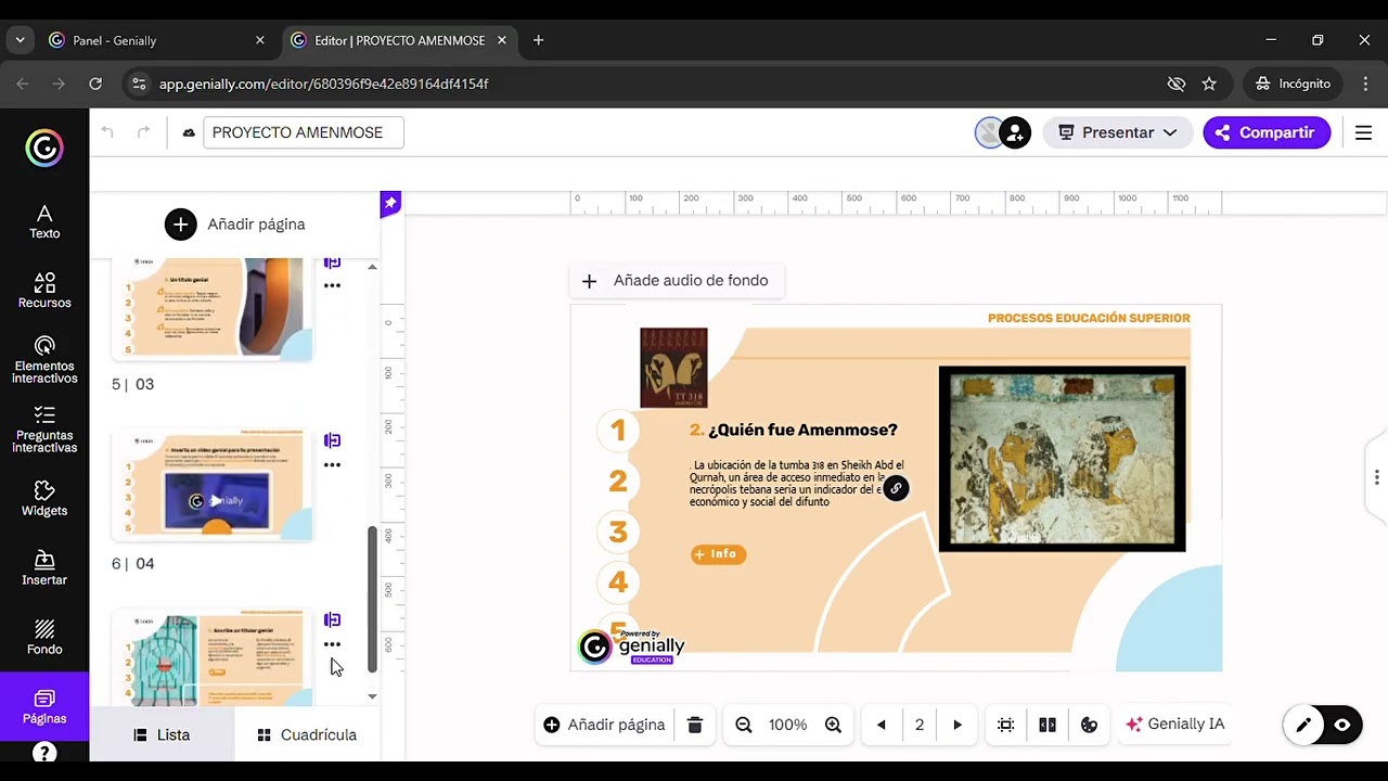 2 Genially Duplicar Eliminar paginas