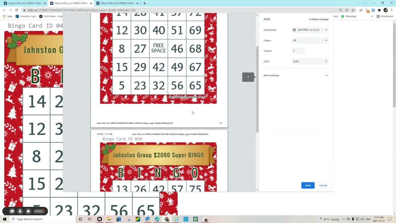 Printing Your BINGO Cards