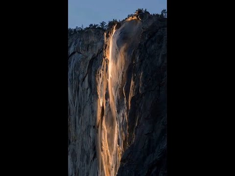 Sun creates spectacular 'Firefall' in Yosemite, Ca