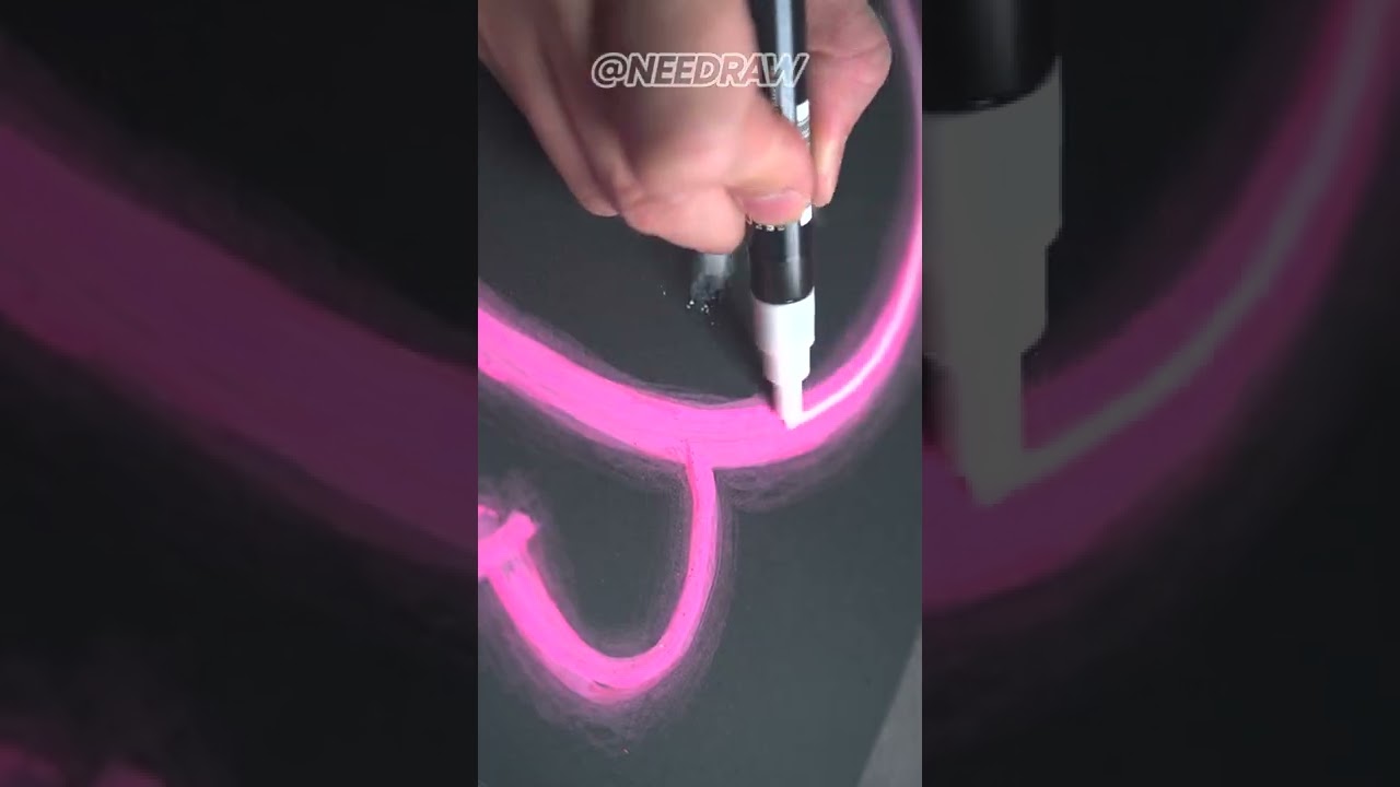 HoW to Draw Neon LIGHT Effect! | On paper Tutorial #kaws #satisfying