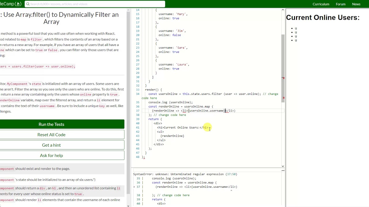 REACT: Use Array filter to Dynamically Filter an Array (47)