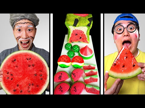 ASMR WATERMELON DESSERT TANGHULU, FRUITS RICE CAKE, GUMMY JELLY 먹방 ...