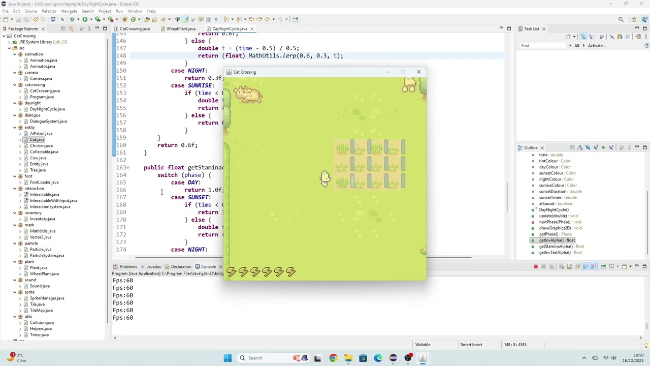 2D Tile Based Java Swing Game (Day and night cycle!) Github link in description.
