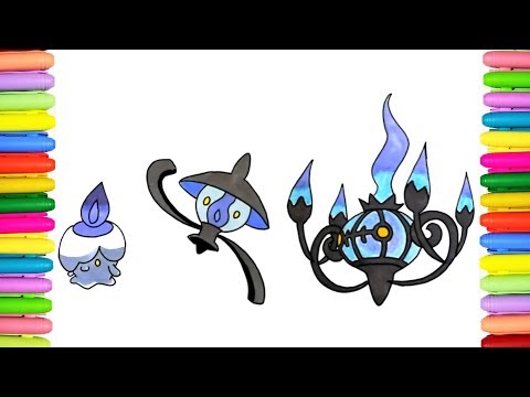 Pokemon coloring pages - Litwick, Lampent and Chandelure
