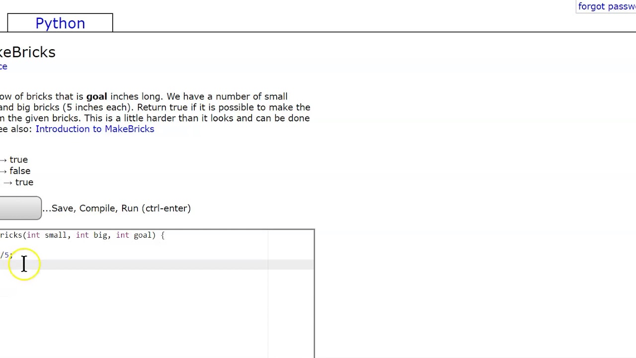 Logic-2 (makeBricks) Java Tutorial || Codingbat.com