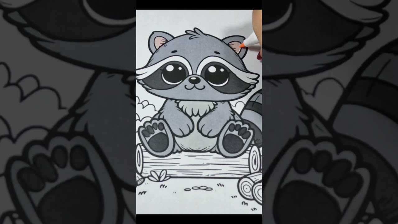 Cute Raccoon Coloring Pages Tutorial!