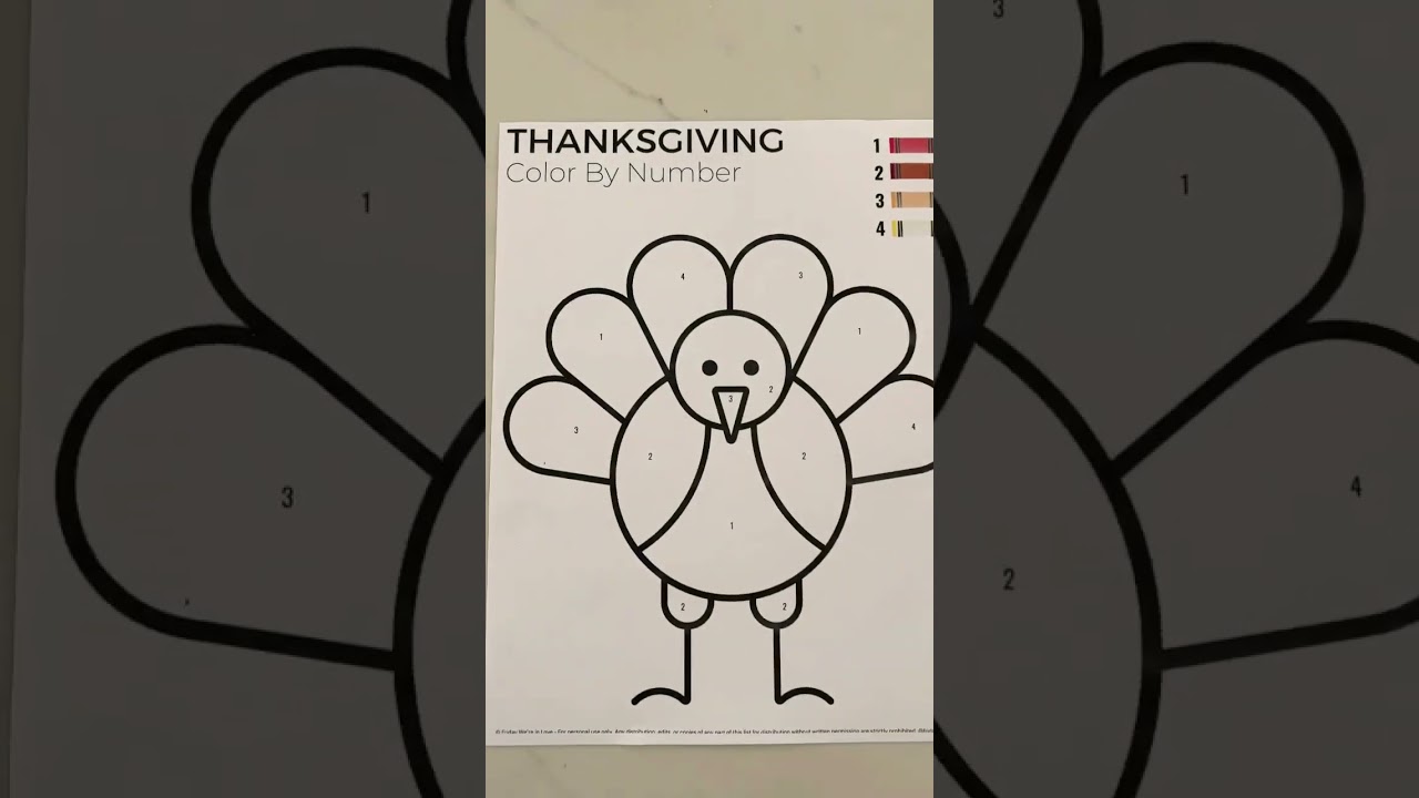 Free thanksgiving color by number printable coloring page for kids