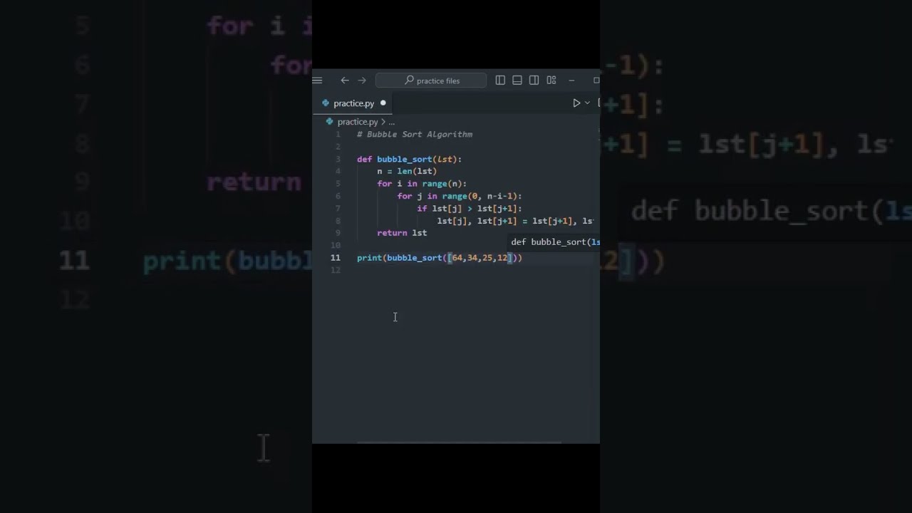 Bubble Sort Algorithm | #python #pythonprogramming#coding#learnpython #pythonforbeginners
