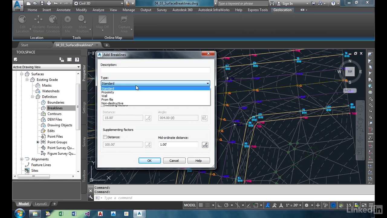 022 Creating surfaces   Breakline definition