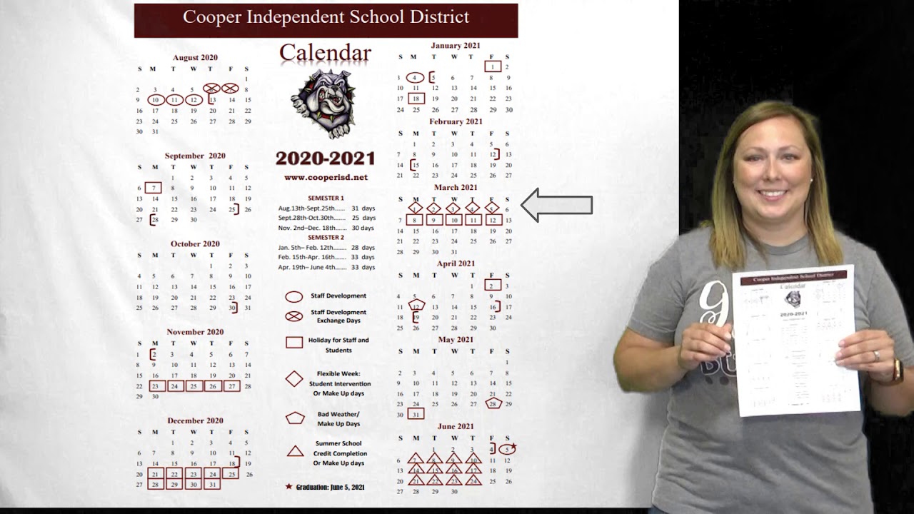 Cooper ISD revised calendar 2020-2021 Year
