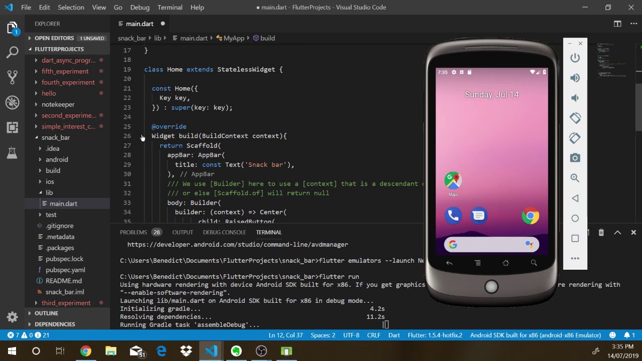 Visual Studio Code (Flutter - Dart) Show Snack Bar