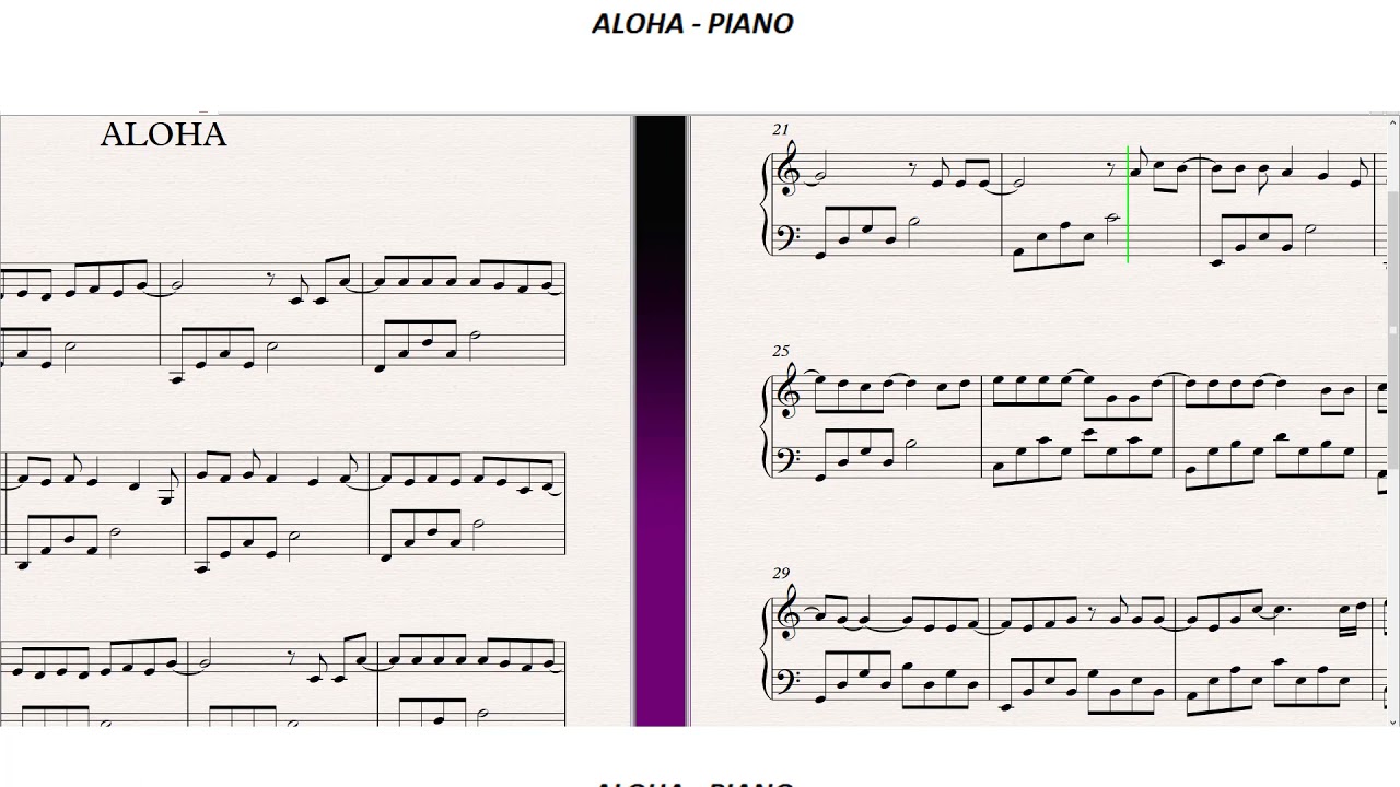 Bản nhạc tập piano ALOHA, Sheet cách tập đơn giản, dễ chơi cho mọi người tập ở nhà