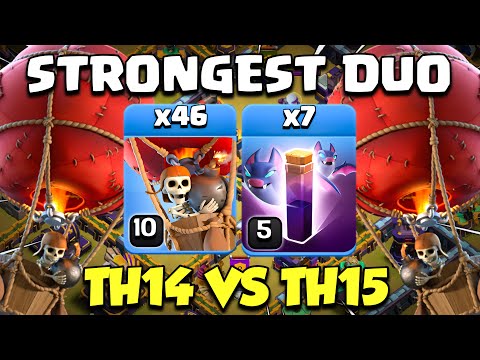 STRONGEST DUO | 46 BALLOONS + 7 BAT SPELL Th14 Vs Th15 Attack Strategies in Clash of Clans