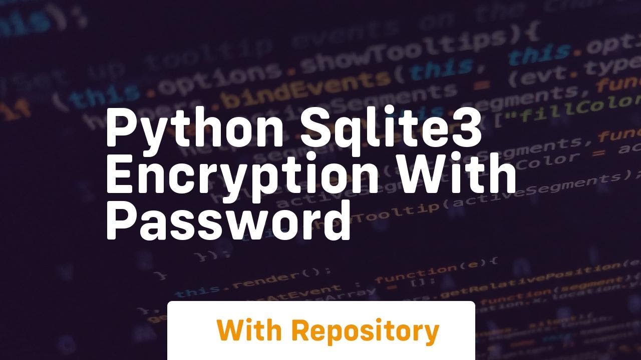 Python sqlite3 encryption with password